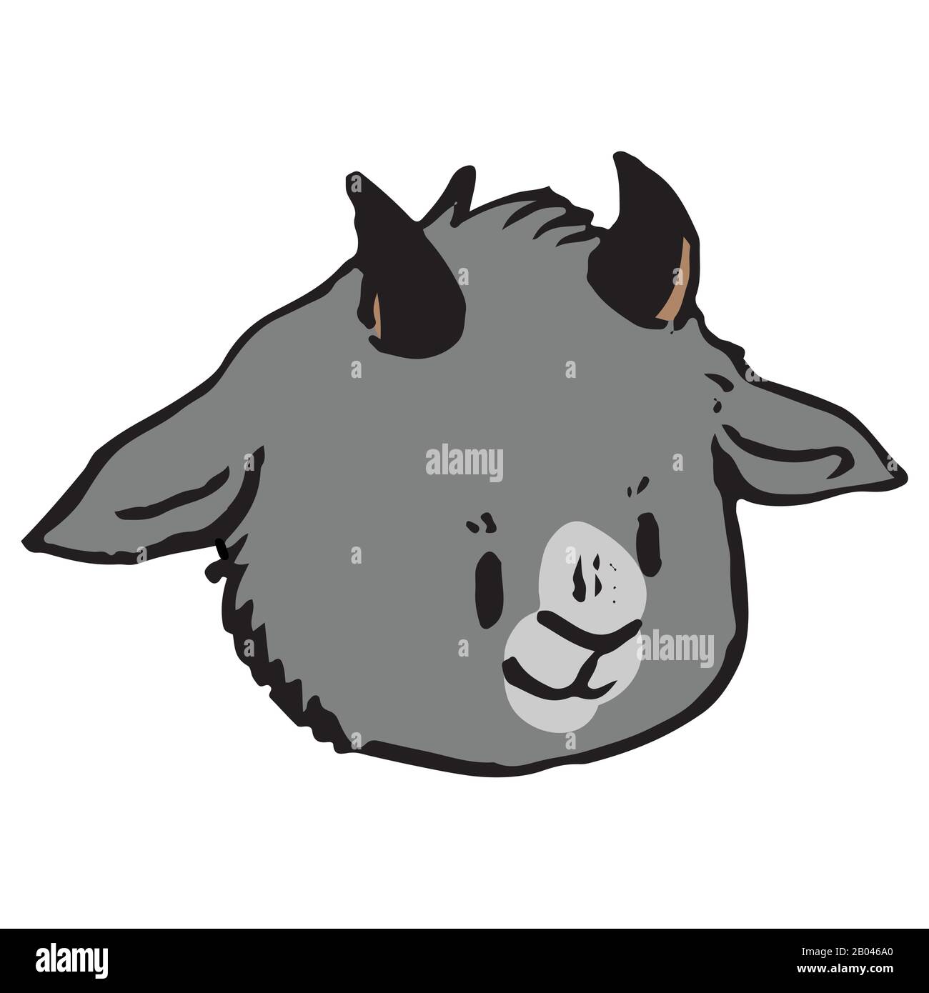 Cute funny smiling goat face in naive style vector clipart. Alpine baby ...
