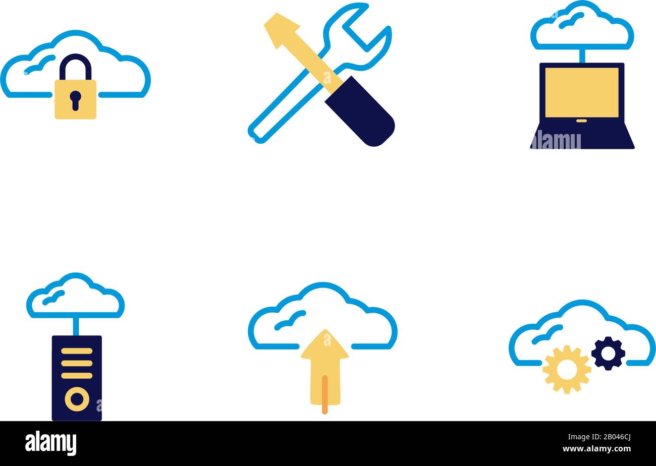 bundle of cloud computing lineal colors style icons Stock Vector Image & Art - Alamy