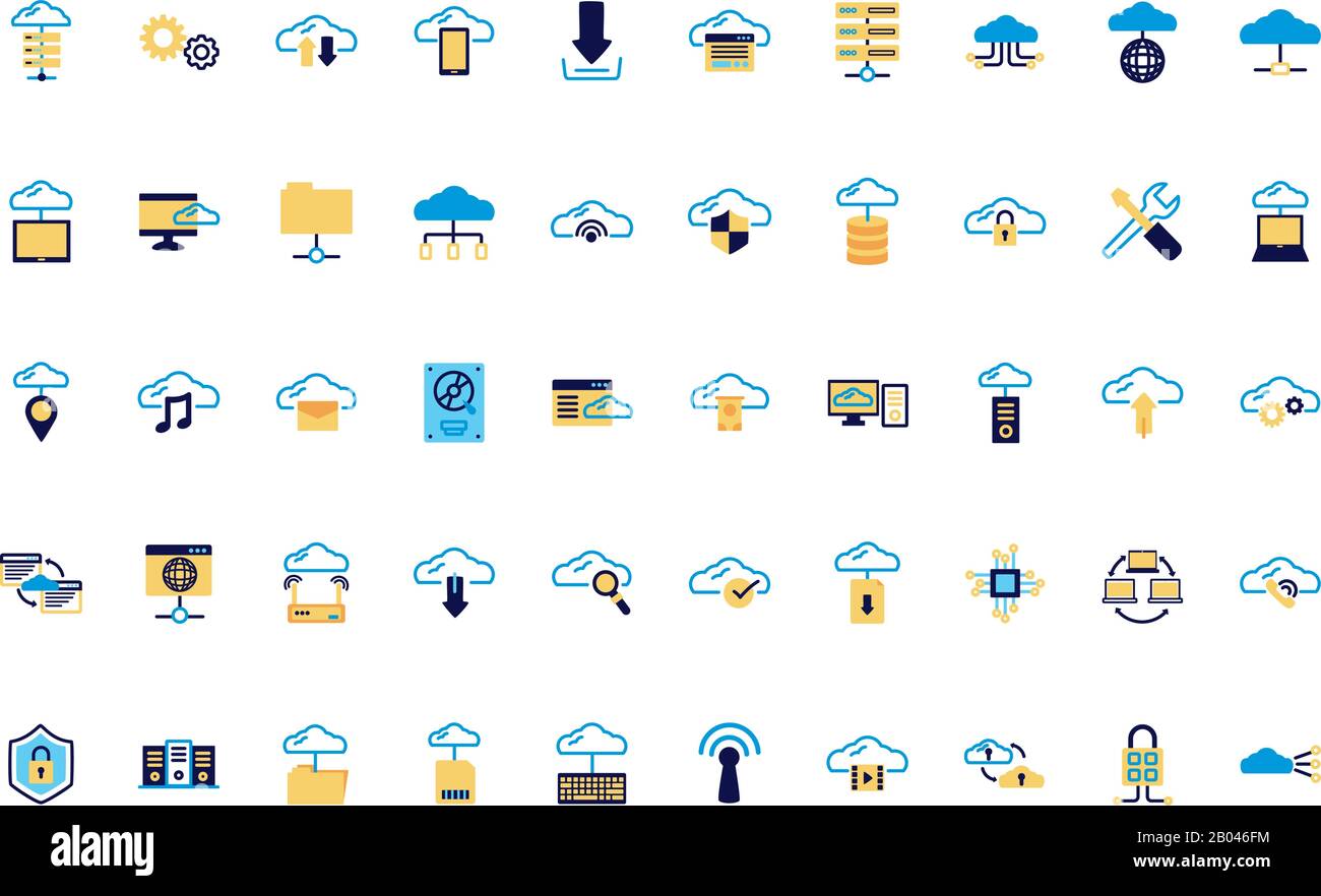 bundle of cloud computing lineal colors style icons Stock Vector Image & Art - Alamy