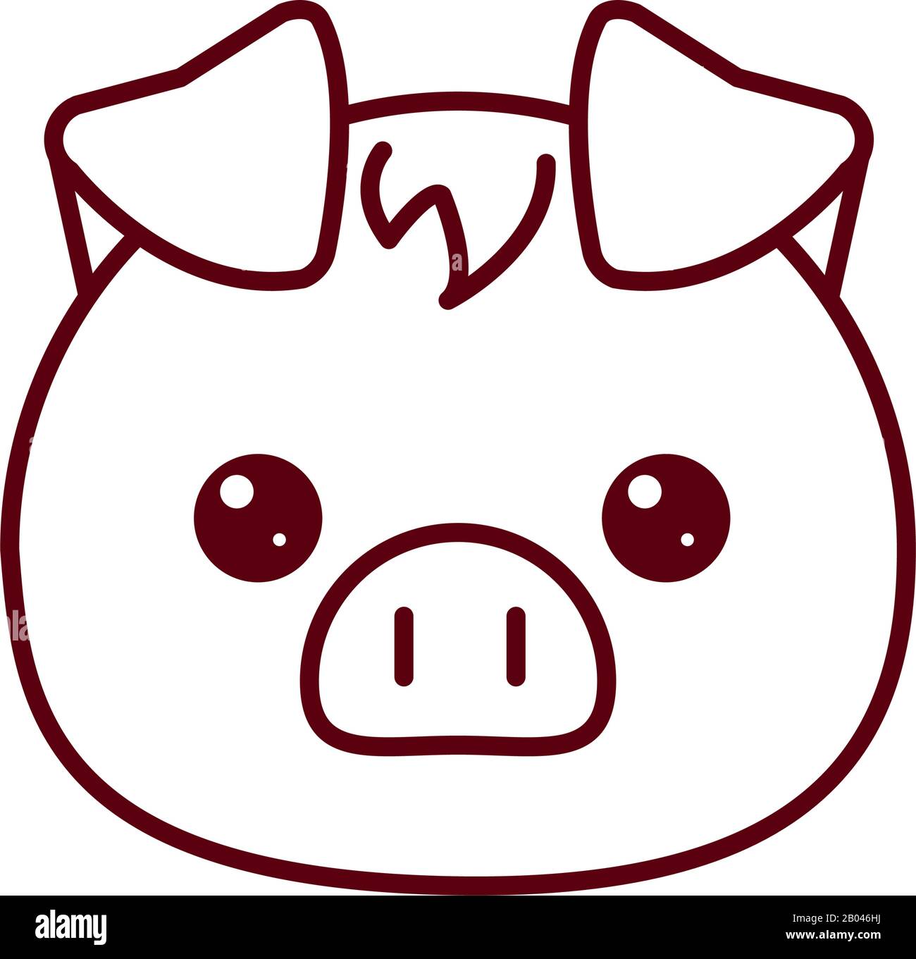 Cute kawaii pig cartoon line style icon design, Animal zoo life nature ...