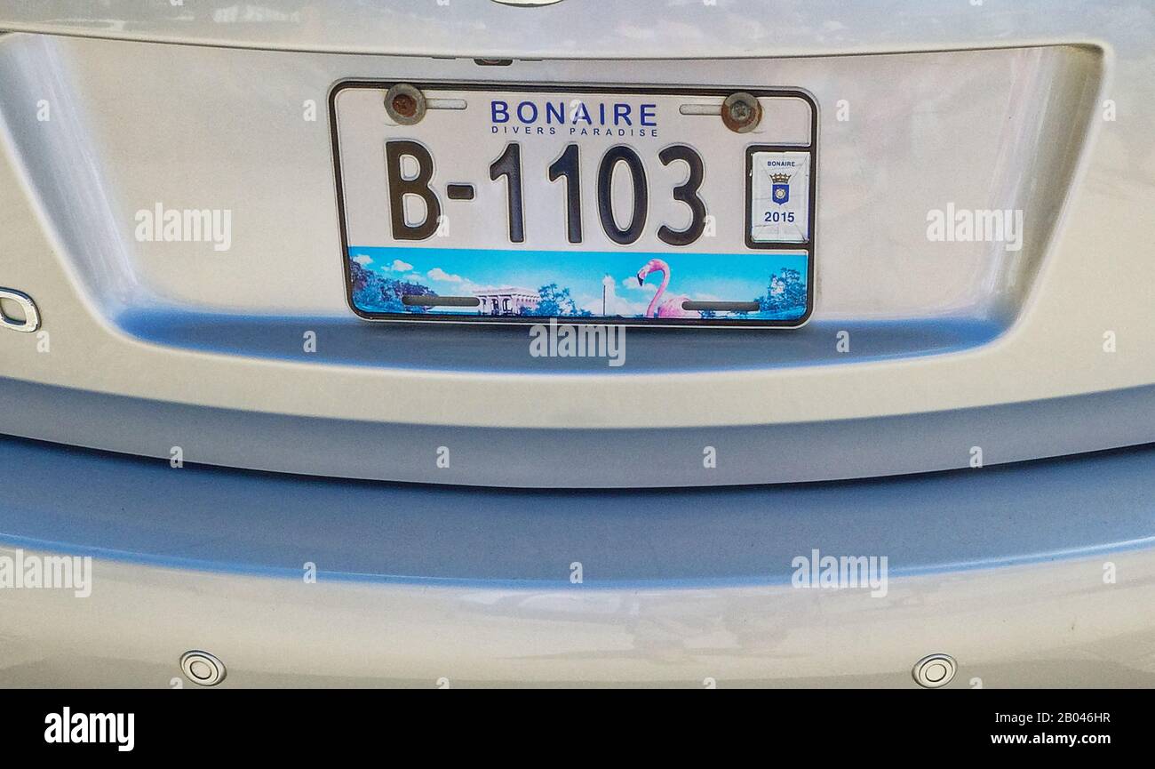 Bonaire car licence plate in Bonaire Caribbean Stock Photo - Alamy