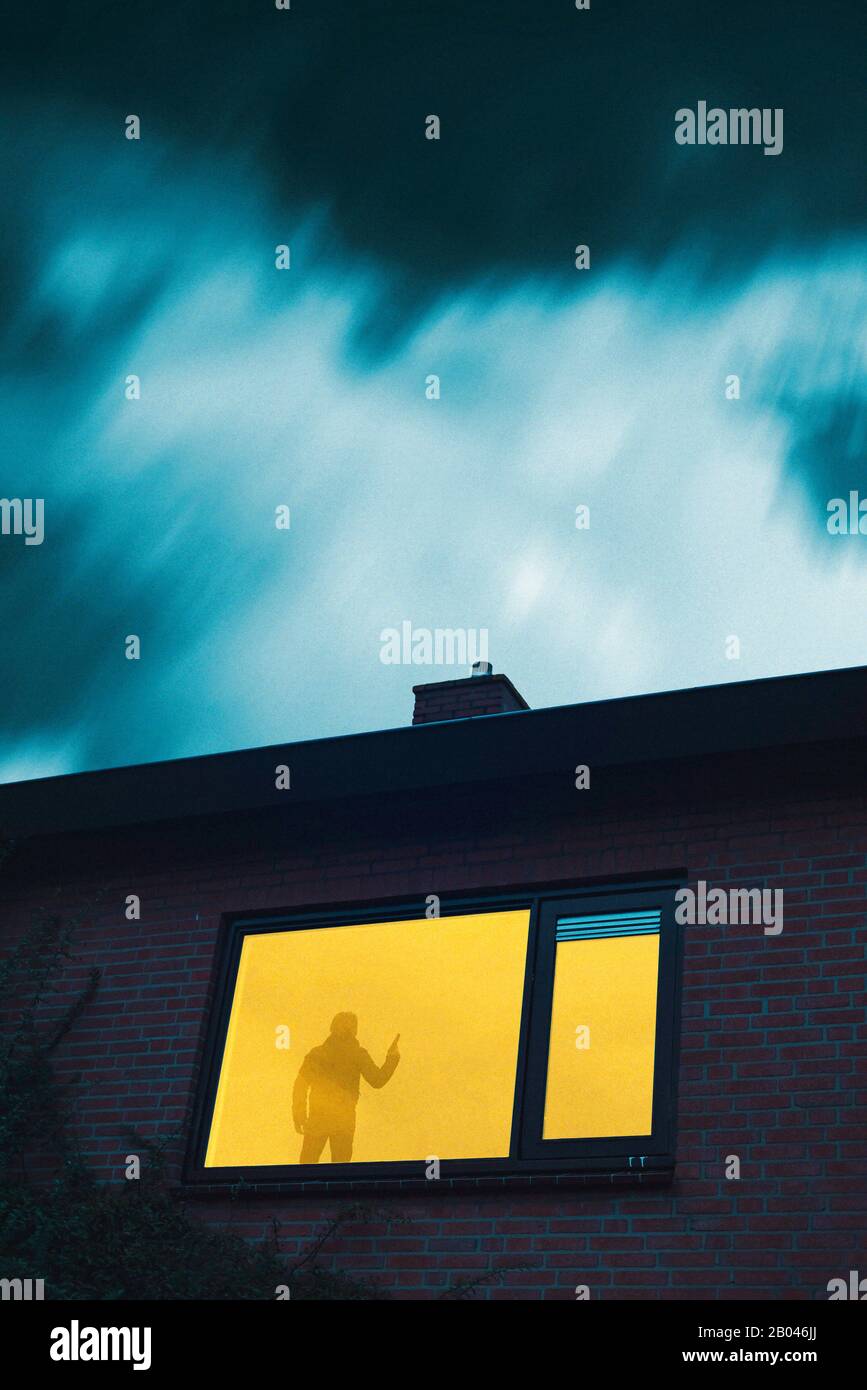 Night illuminated windows man home hi-res stock photography and images ...