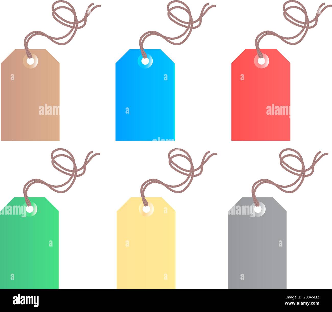 Set of six colored commodity tags with ropes. Vector isolated ...