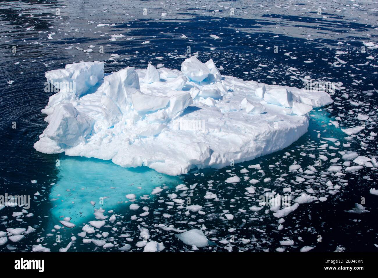 Icebergs off Orne harbour on the Danco Coast, Graham Land, Antarctica ...