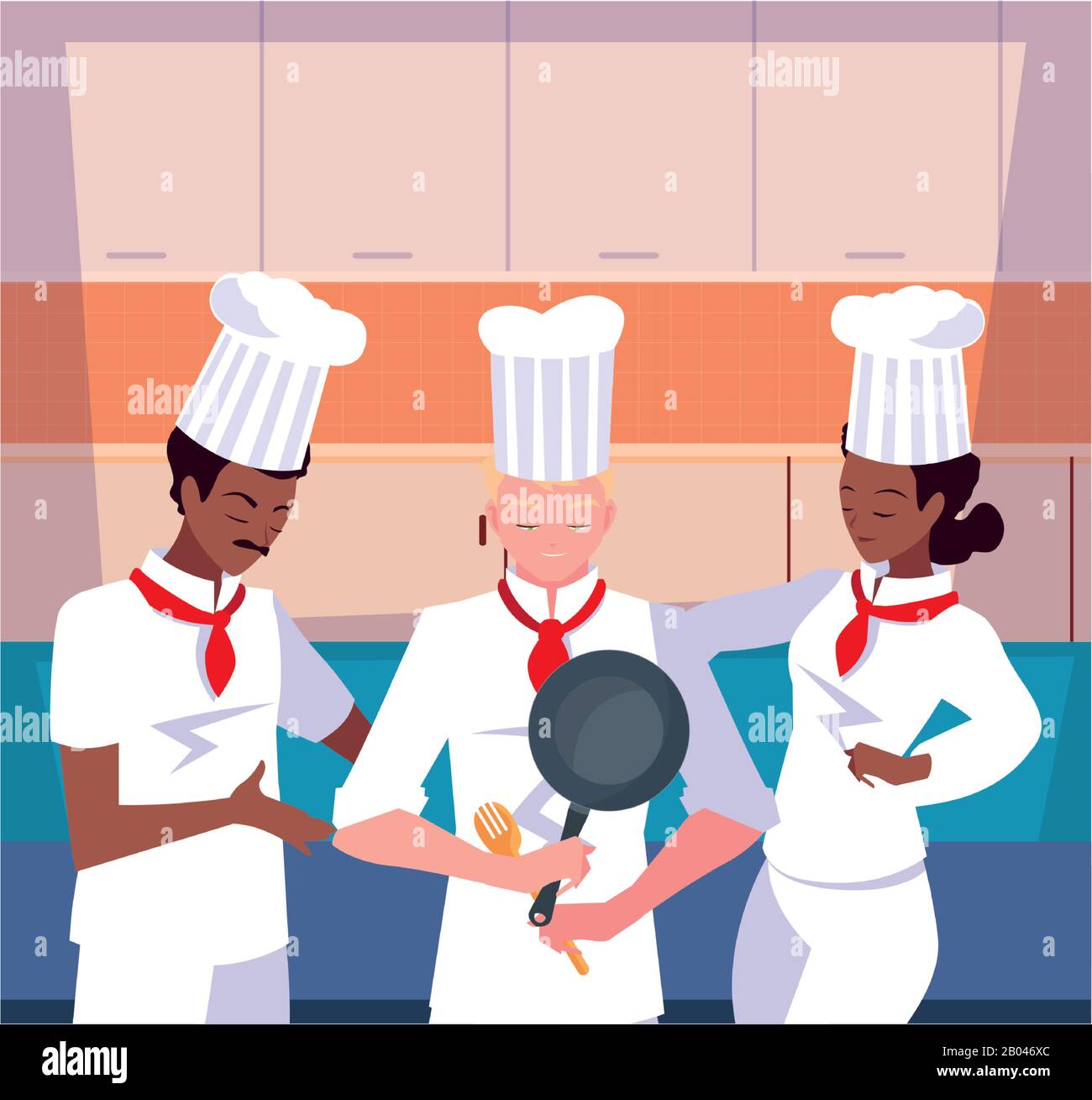 group of people cooking, set of chef with white uniform vector ...
