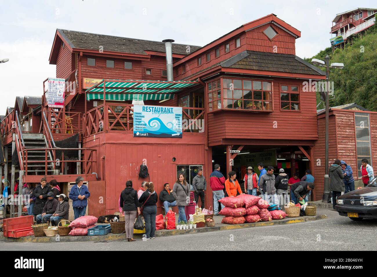 The market hall in Angelmo, Puerto Montt in southern Chile Stock Photo ...