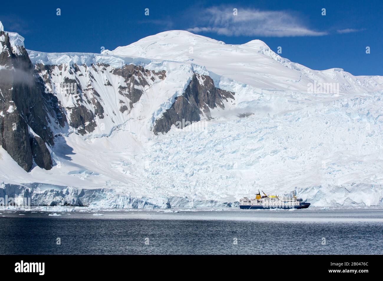 The Ocean Nova an expedition cruise ship off Orne harbour on the Danco ...