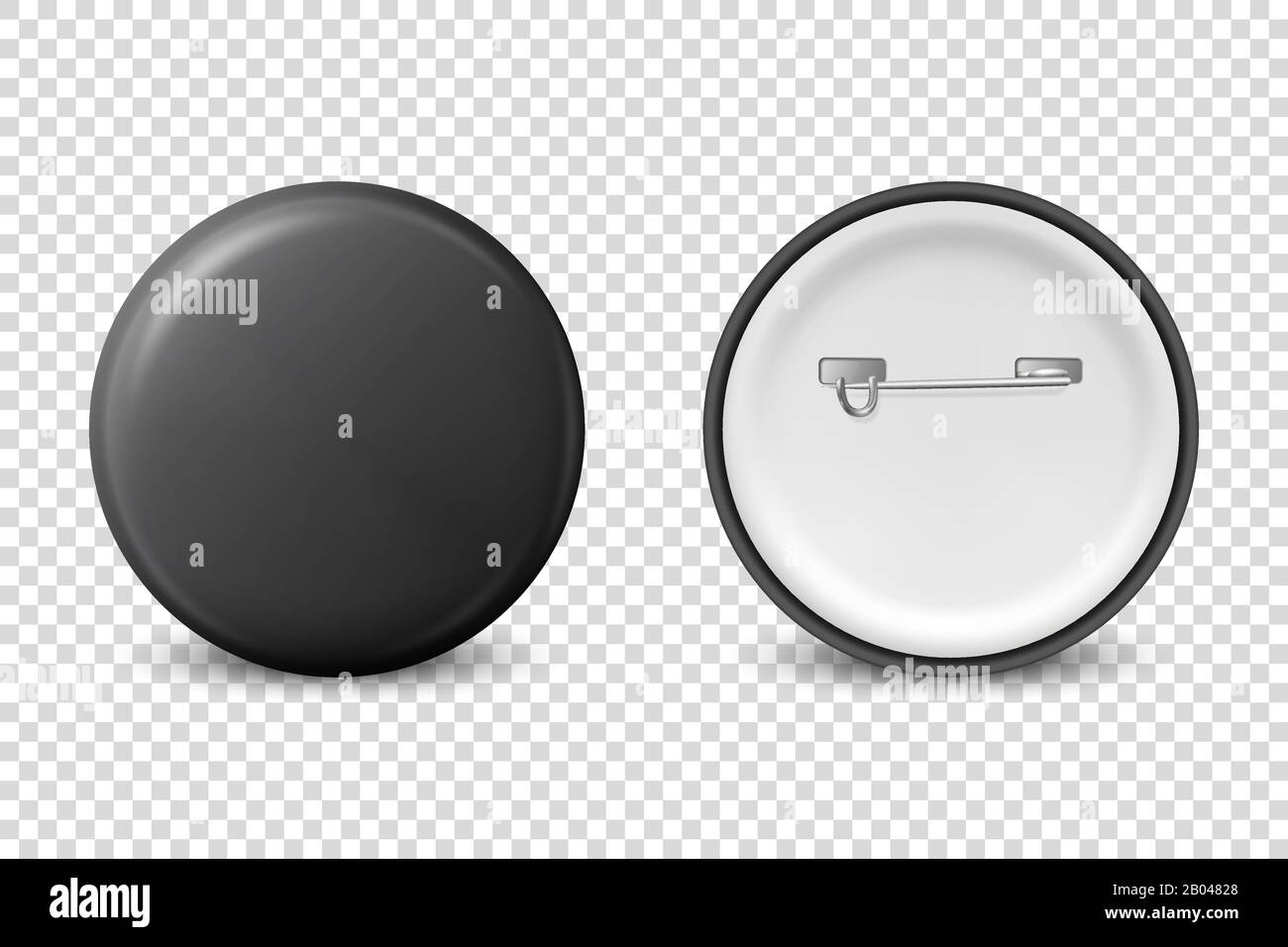 Vector 3d Realistic Black Metal, Plastic Blank Button Badge Icon Set ...