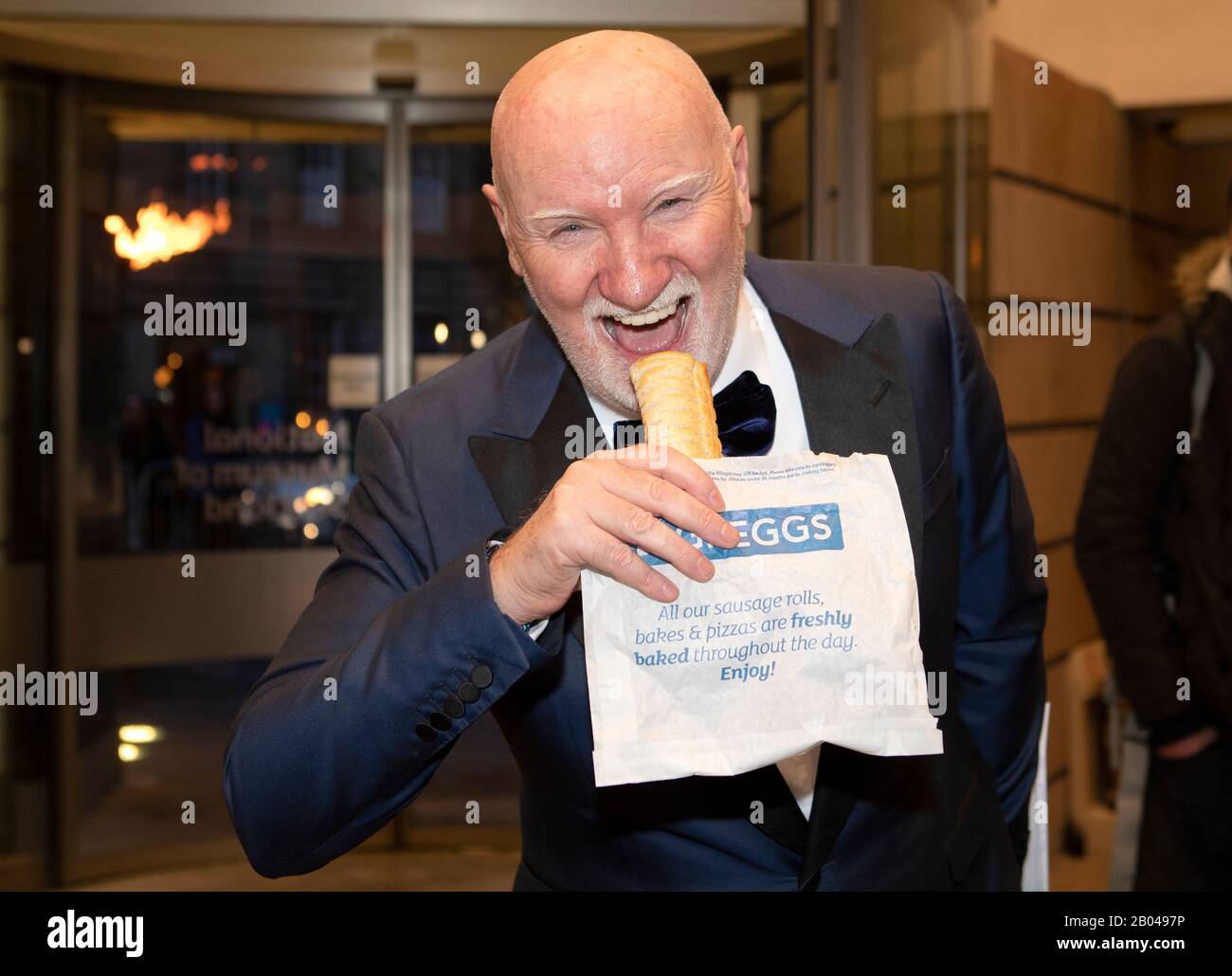 Sir Tom Hunter eats a Greggs sausage roll ahead of the Hunter ...