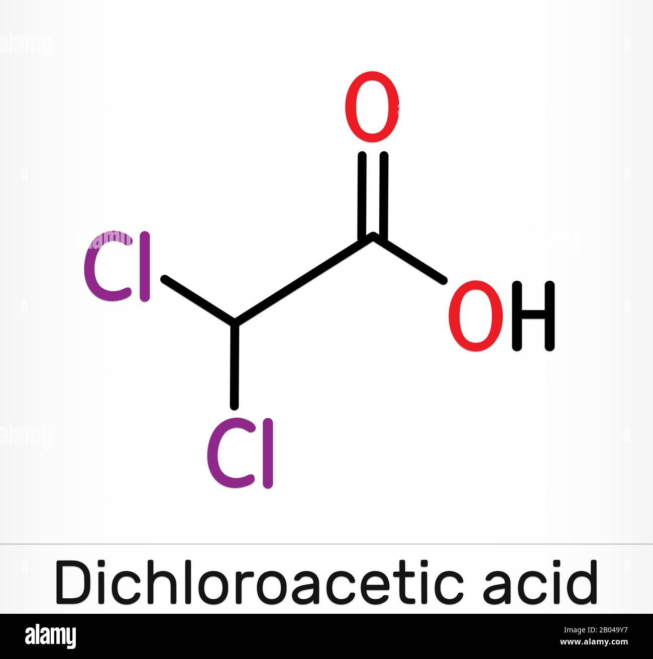 Dichloroacetic acid DCA, bichloroacetic acid BCA, C2H2Cl2O2 molecule ...