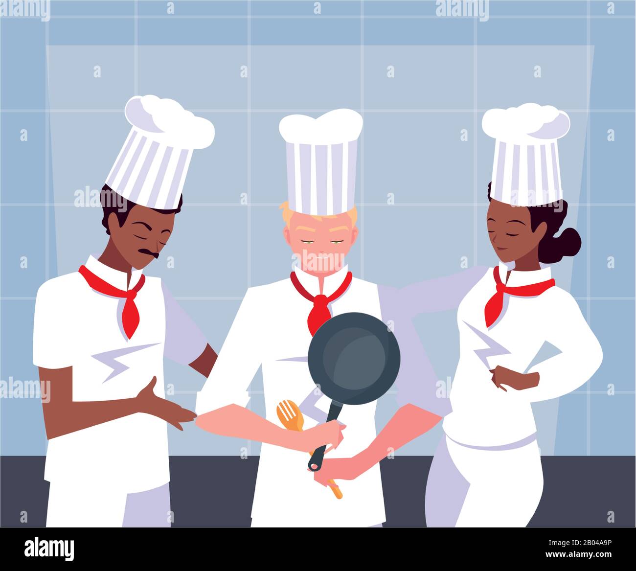 group of people cooking, set of chef with white uniform vector ...