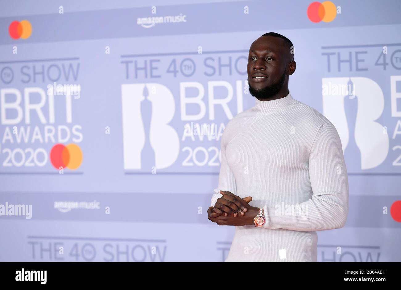 Stormzy arriving at the Brit Awards 2020 held at the O2 Arena, London ...