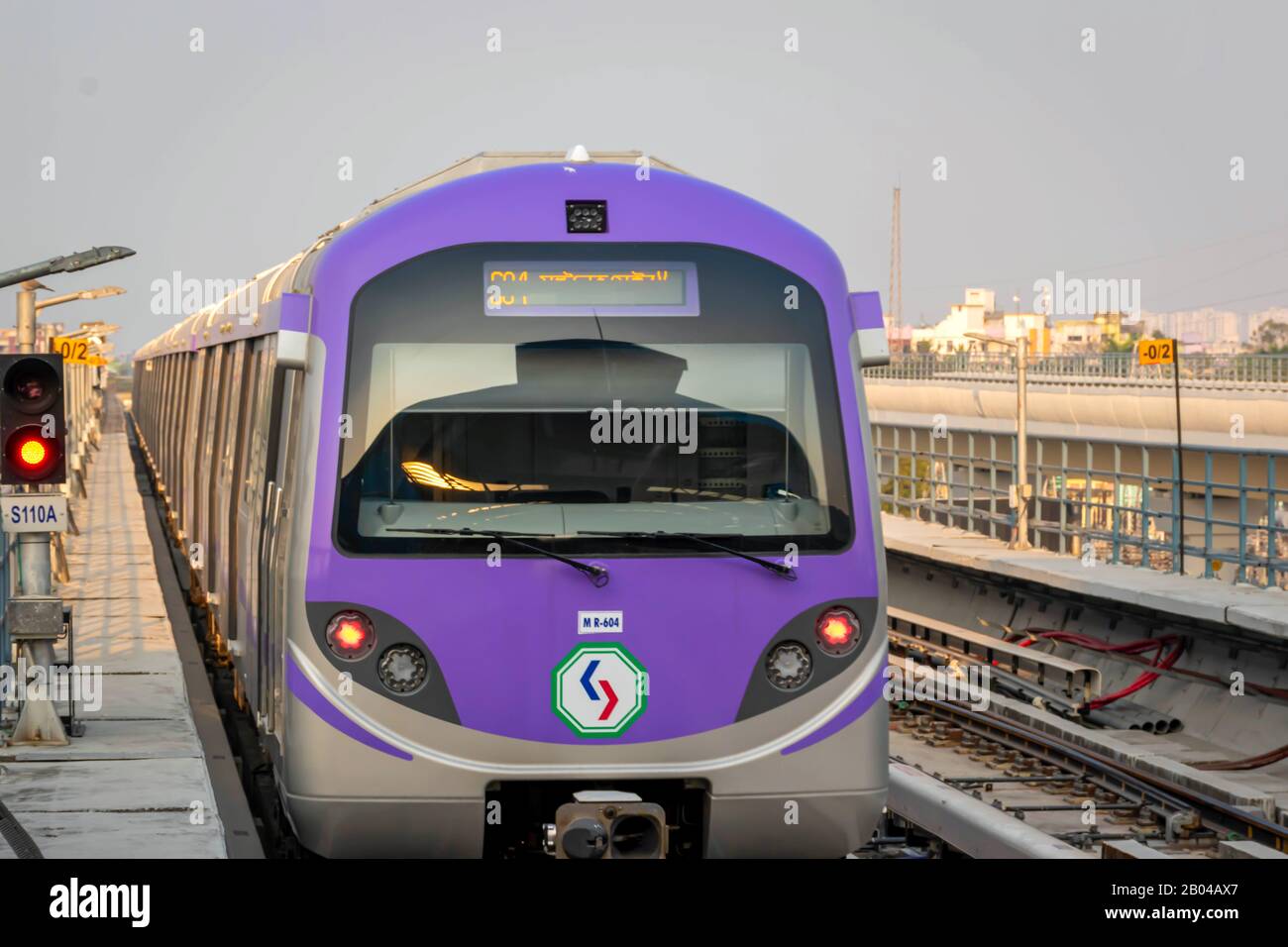 A view of Subway train arrives at metro station of Kolkata East West ...