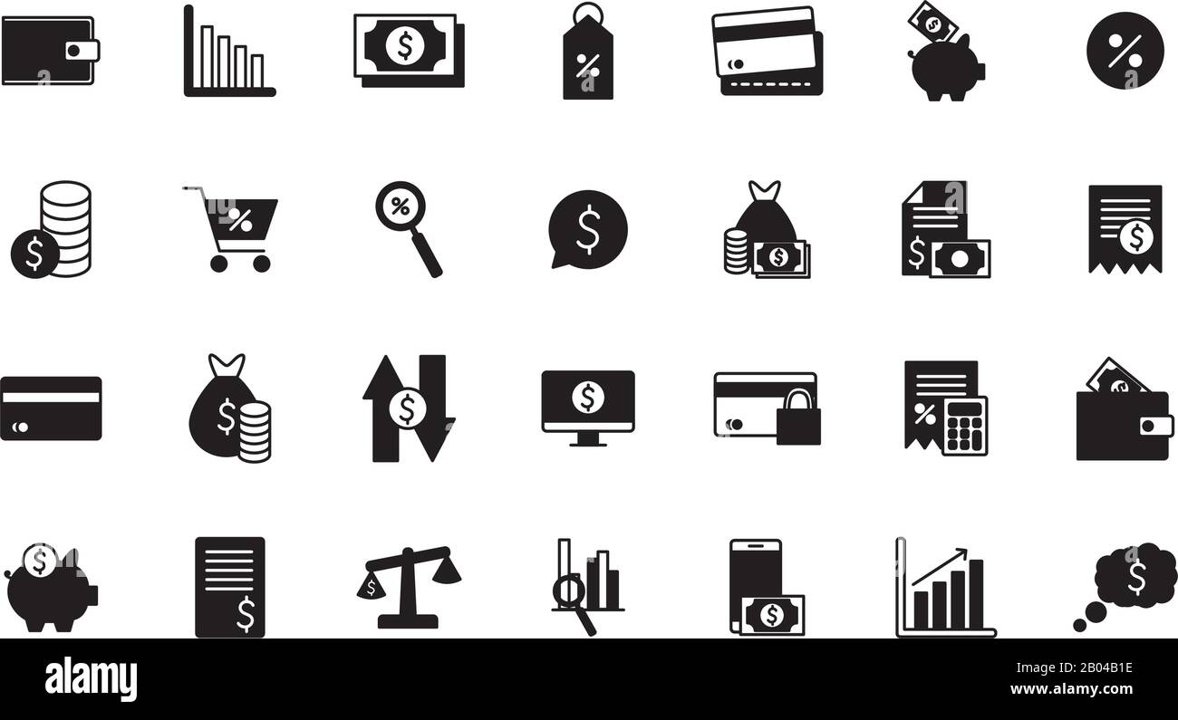 Isolated money silhouette style icon set vector design Stock Vector ...