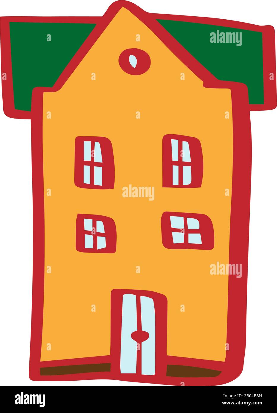 Cute little house in colored cartoon style isolated on white background ...