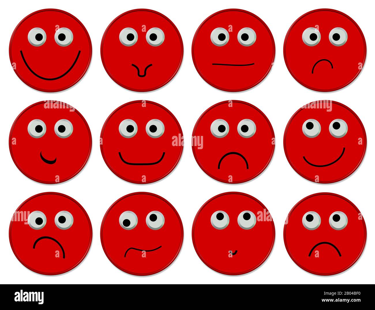 Red emojis with different moods Stock Photo - Alamy