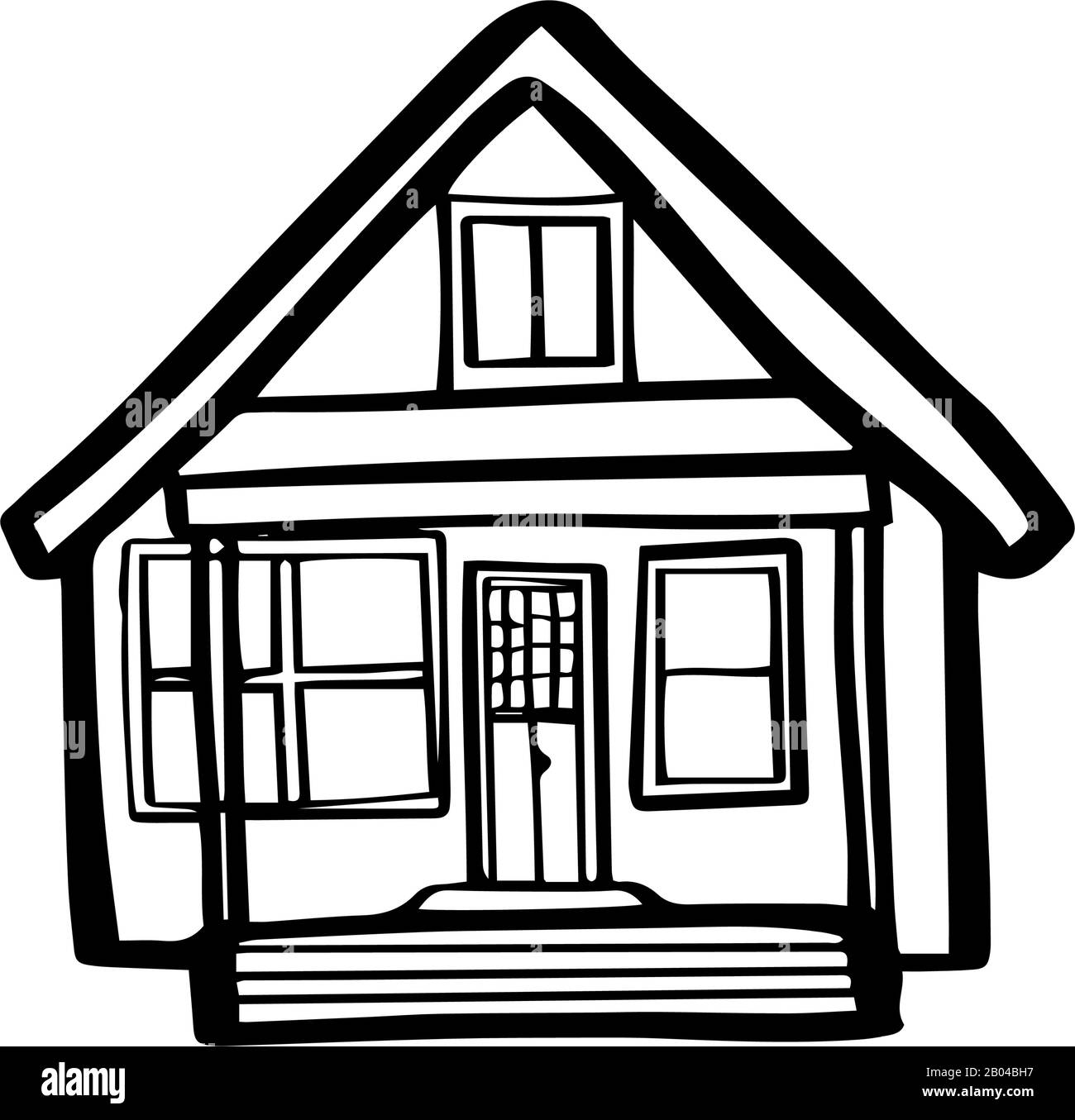 Cute house in hand drawn doodle style isolated on white background ...