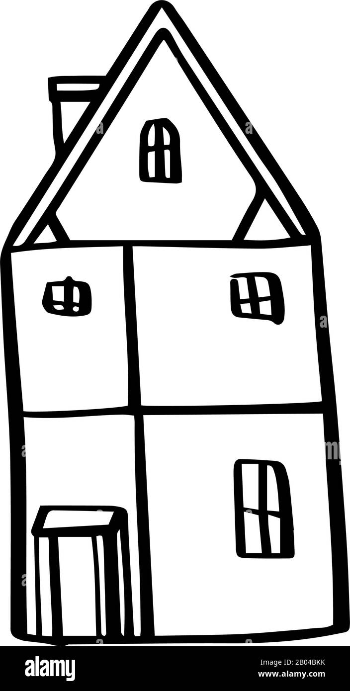 Cute house in hand drawn doodle style isolated on white background ...