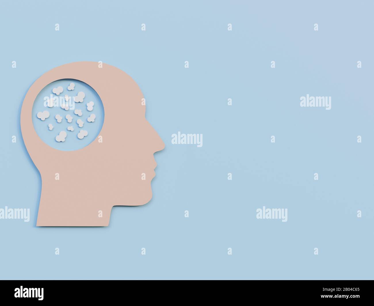 Men Head with popcorn or small clouds as symbols of poor thoughts ...