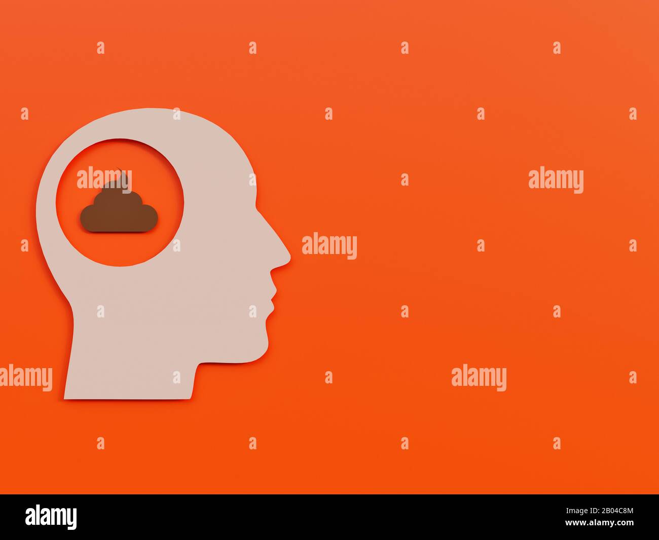 Men Head with Poop ideas minimalism Art Cut Paper - 3D Rendering ...