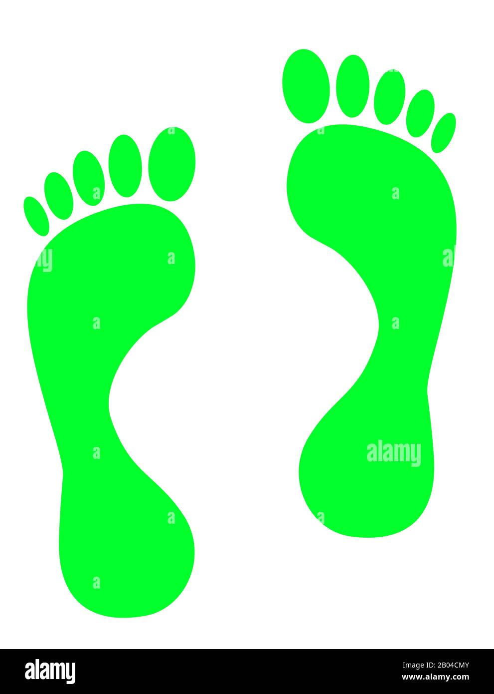 Green footprints in front of white background, illustration Stock Photo ...