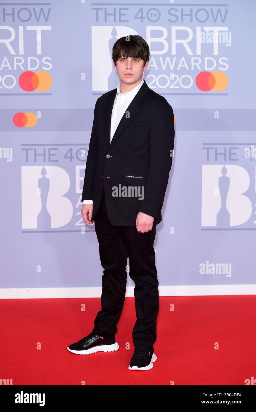 Jake Bugg arriving at the Brit Awards 2020 held at the O2 Arena, London ...