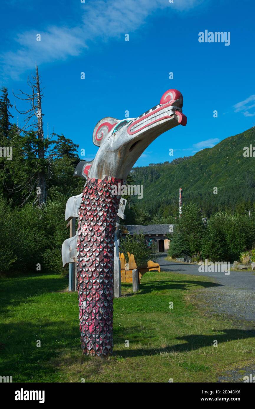 Totem poles at potlatch park in ketchikan hi-res stock photography and ...
