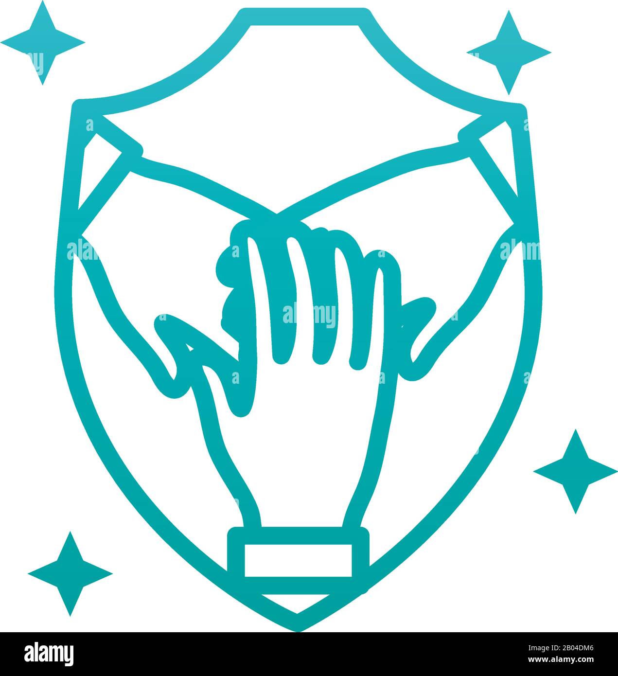 Sign with hands inside shield gradient style icon design of People arm ...