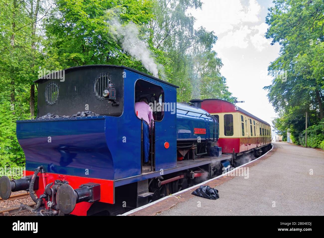 Beautiful steam train at Lakeside at United Kingdom Stock Photo - Alamy