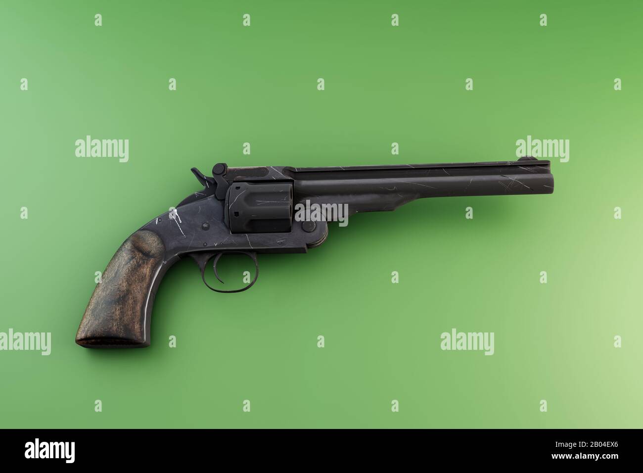 old revolver isolated on green background 3d illustration Stock Photo ...