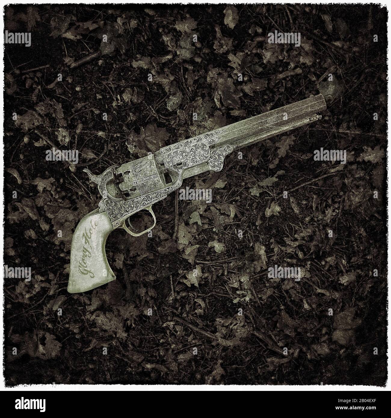 old revolver on the ground 3d illustration Stock Photo - Alamy