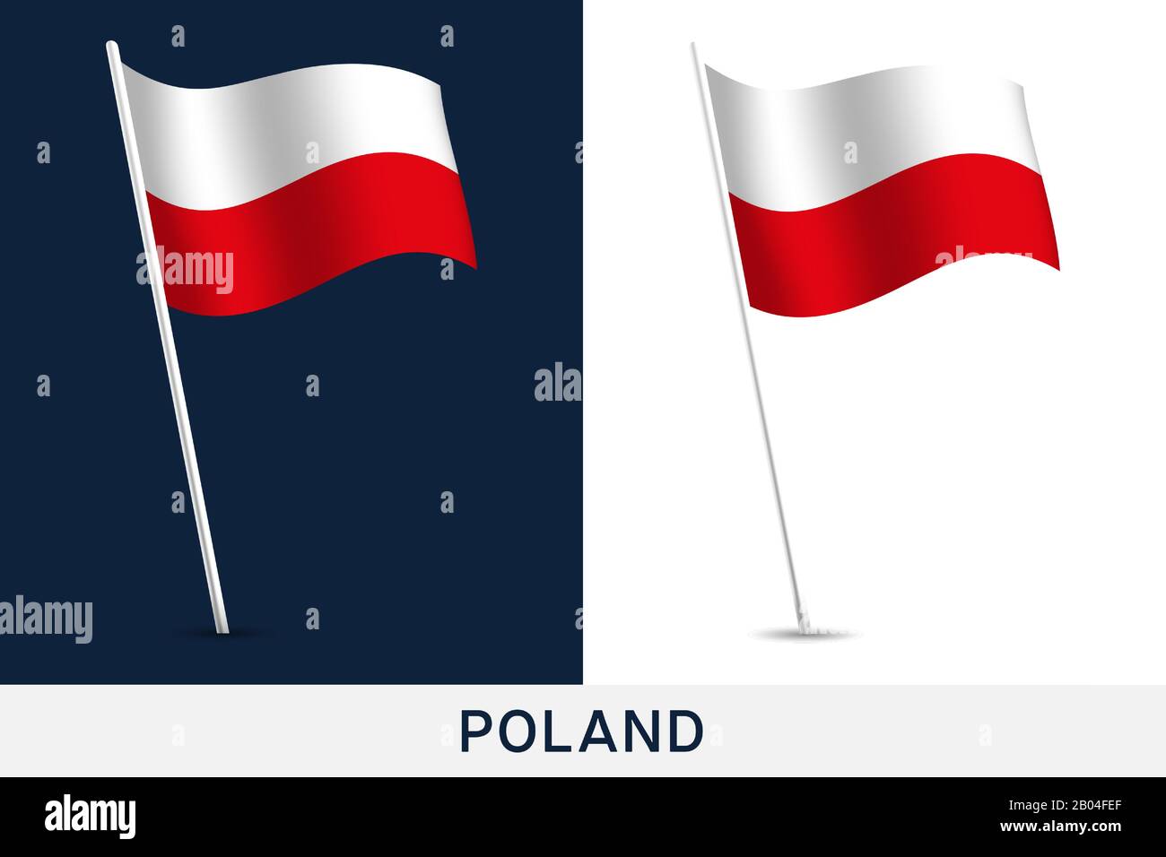 Poland vector flag. Waving national flag of Poland isolated on white ...