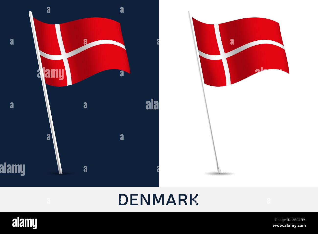 Denmark vector flag. Waving national flag of Denmark isolated on white ...