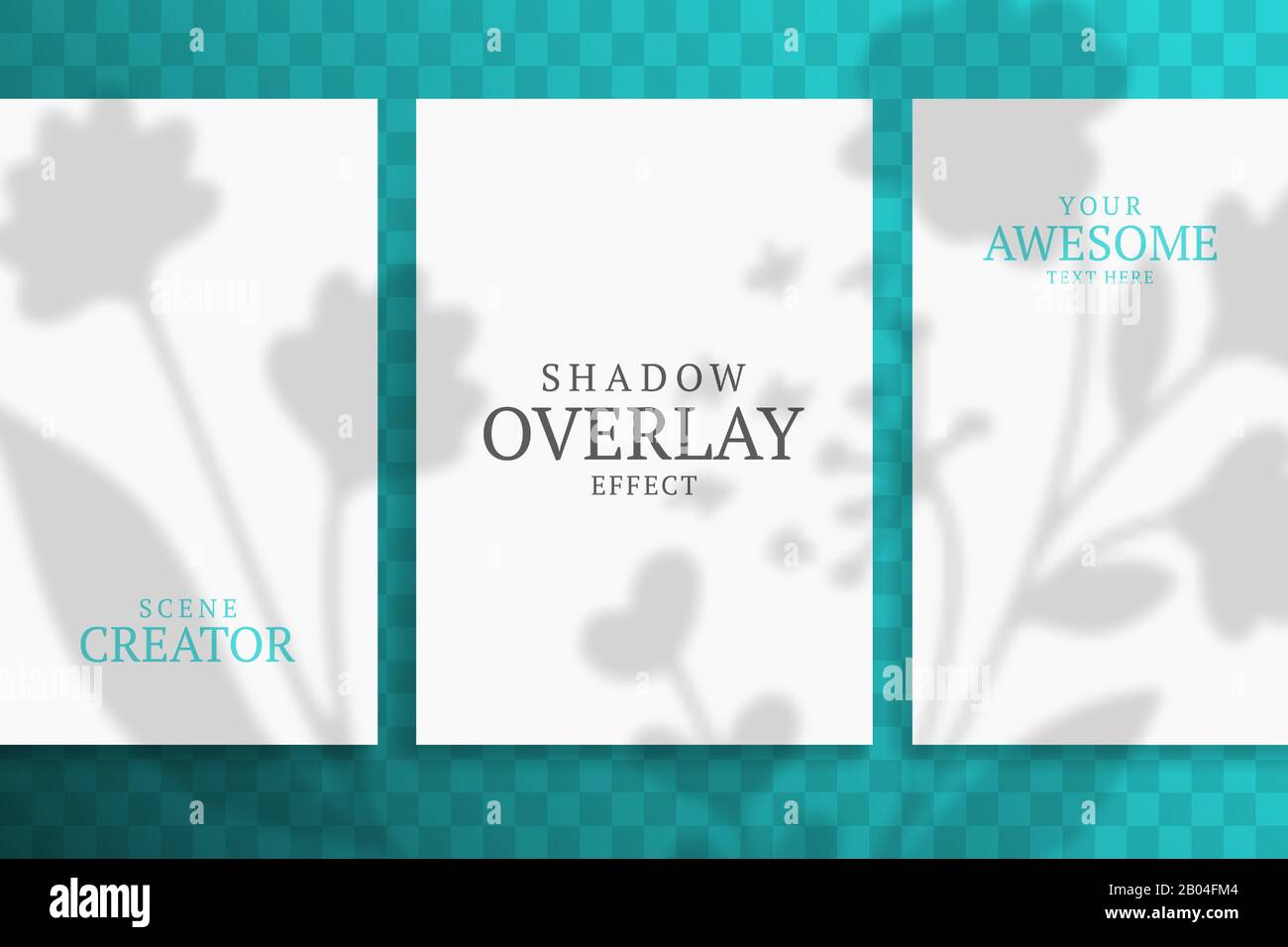 Shadow Overlay Plant Vector Mockup A4 Paper sheets. Shadows overlay ...