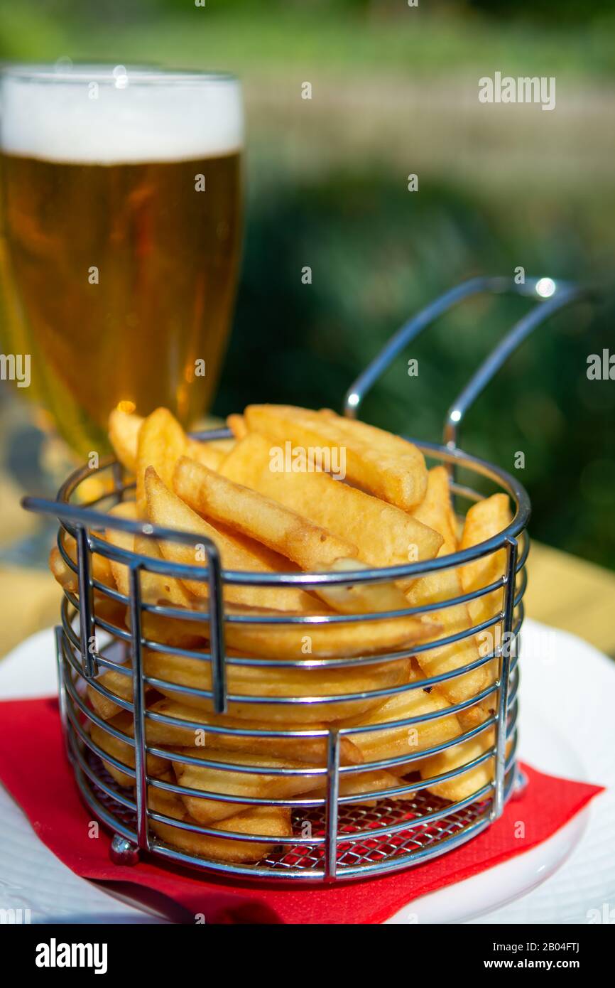 Belgian fried potatoes, traditional street food in Belgium served ...
