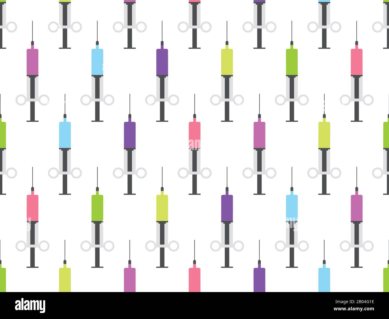 Syringe seamless pattern. Syringe with a vaccine of different colors ...