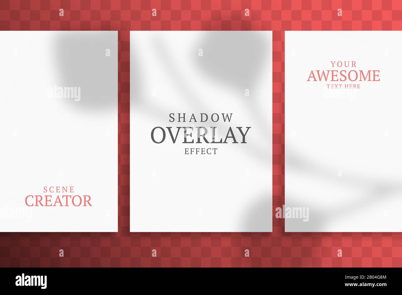 Shadow Overlay Plant Vector Mockup A4 Paper sheets. Shadows overlay ...