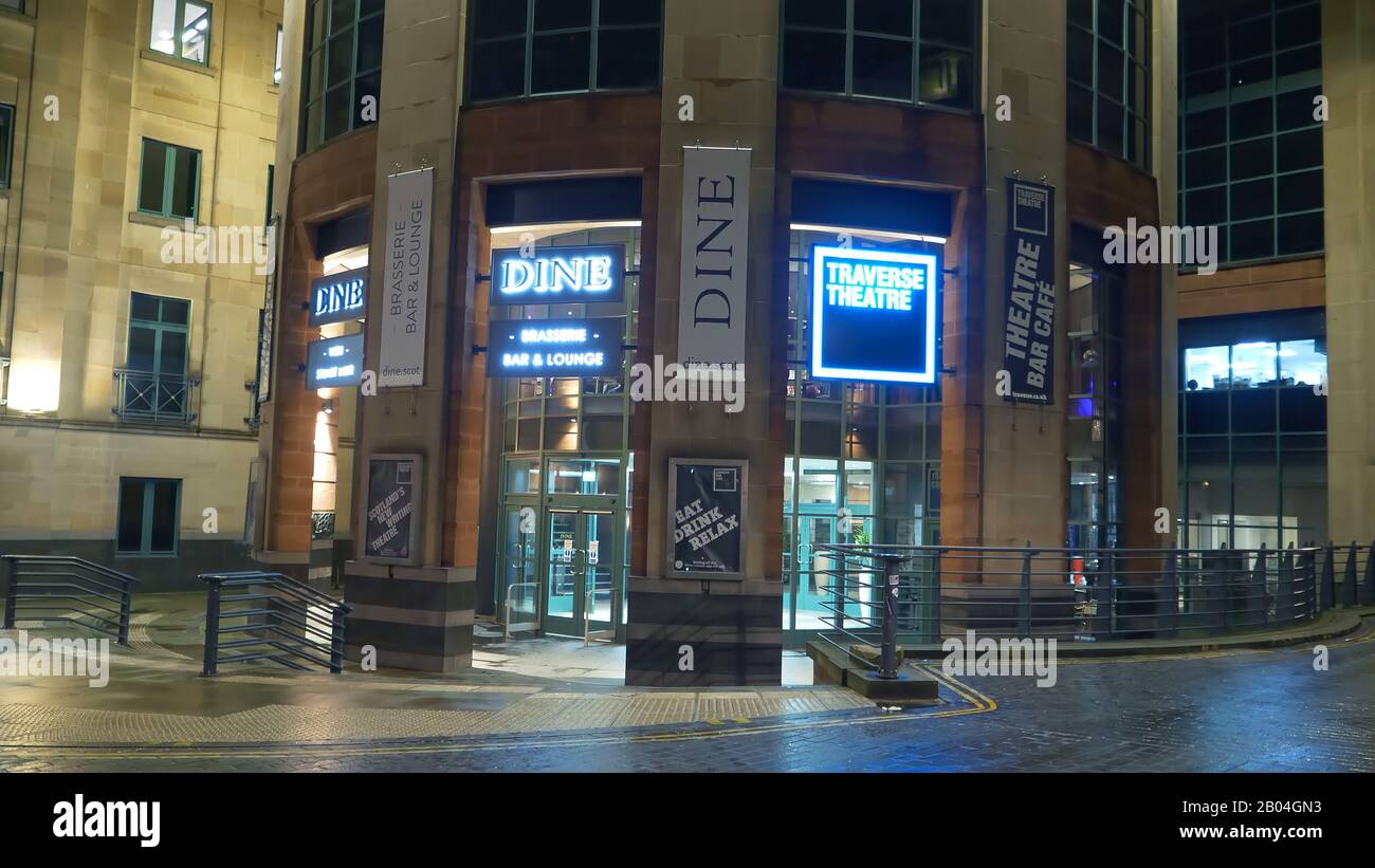 Traverse Theatre in Edinburgh at night - EDINBURGH, SCOTLAND - JANUARY ...