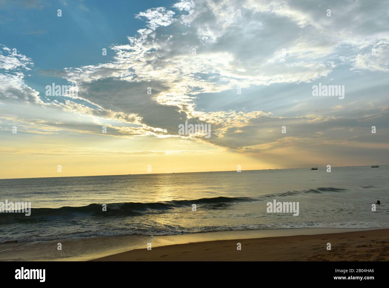 a beautiful evening beside a beach in Goa, india Stock Photo - Alamy