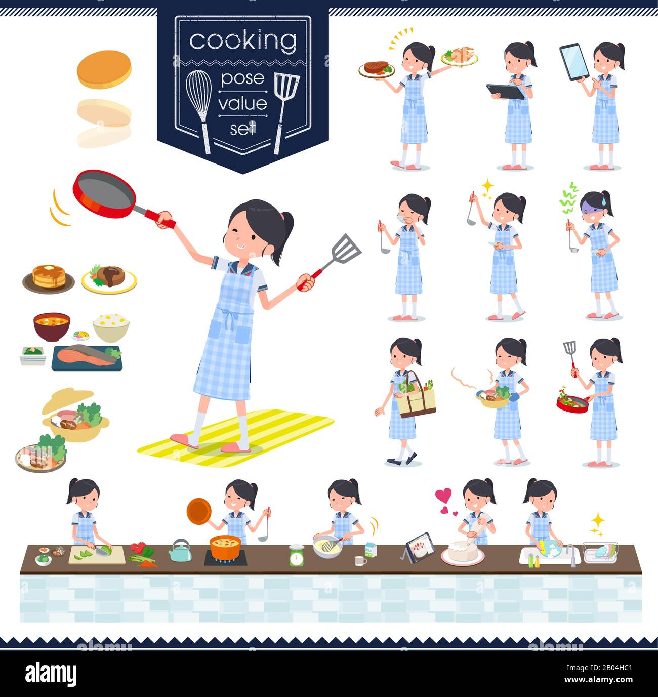 A set of women about cooking.There are actions that are cooking in ...