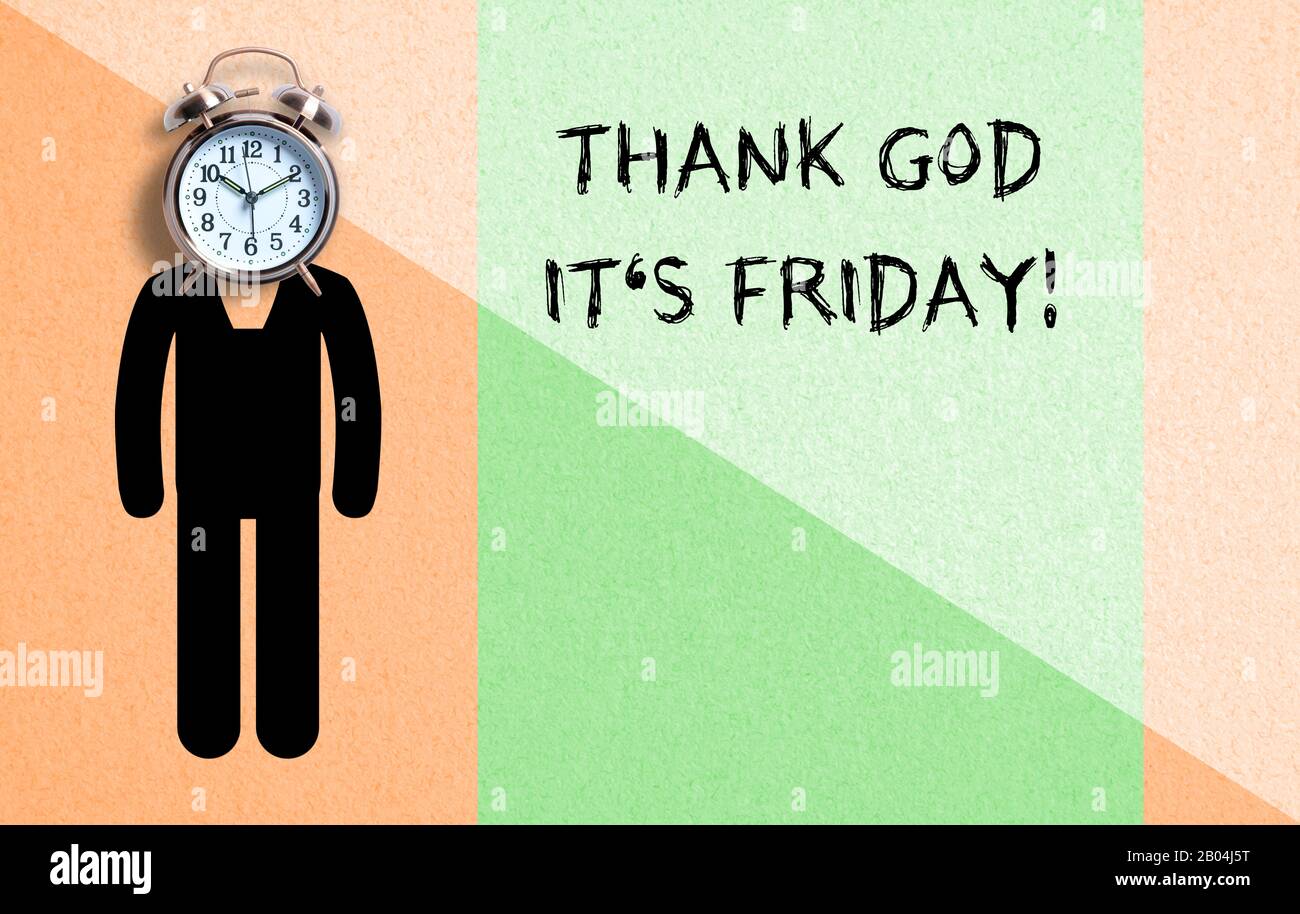 message "thank god it's friday!" on colorful paper background Stock ...