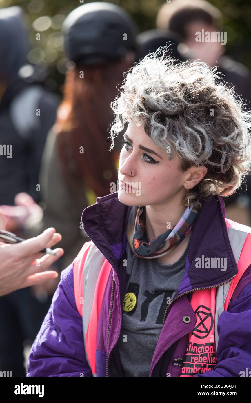 Tilly Porter of Extinction Rebellion in Cambridge on 18th February 2020 ...