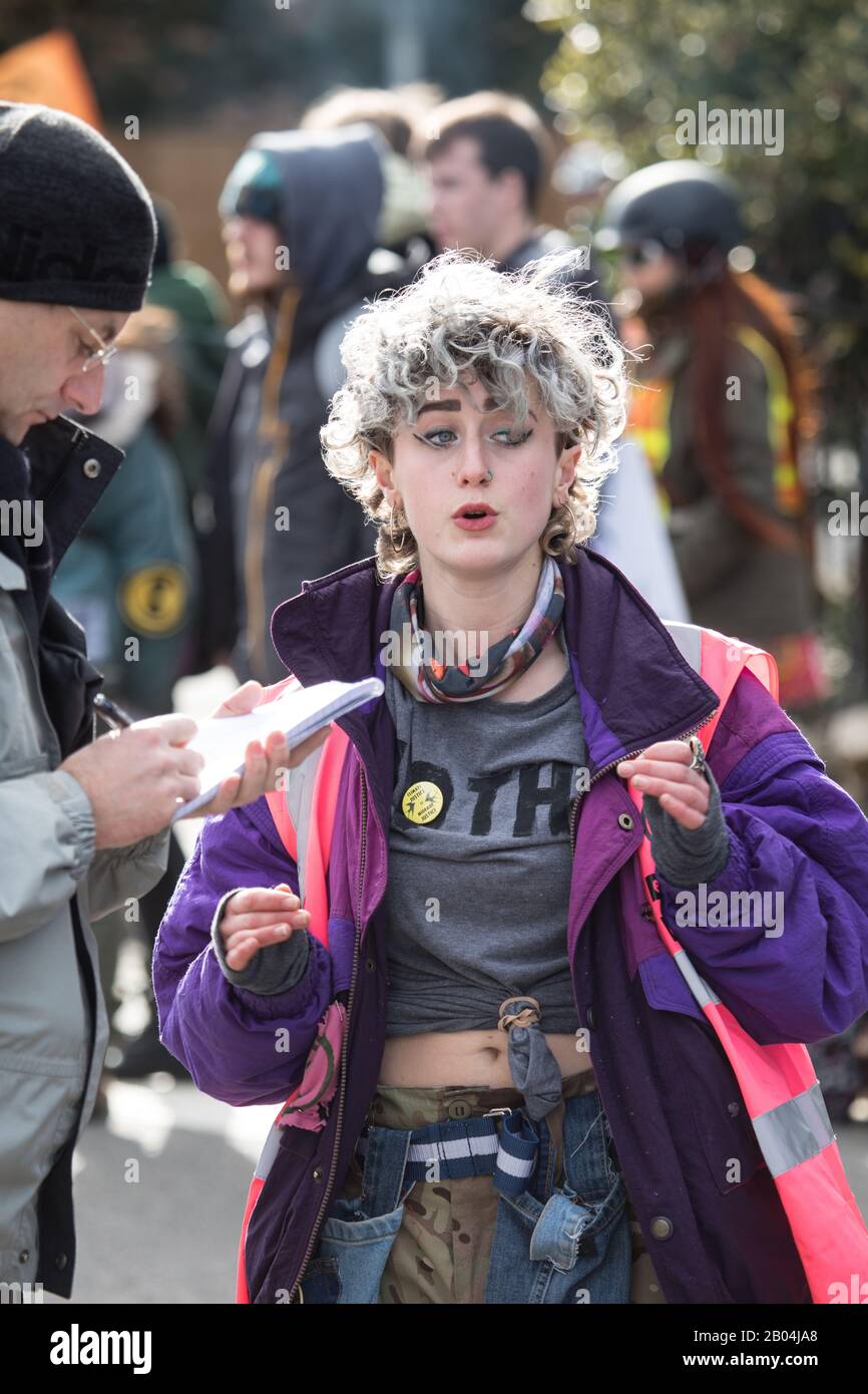 Tilly Porter of Extinction Rebellion in Cambridge on 18th February 2020 ...