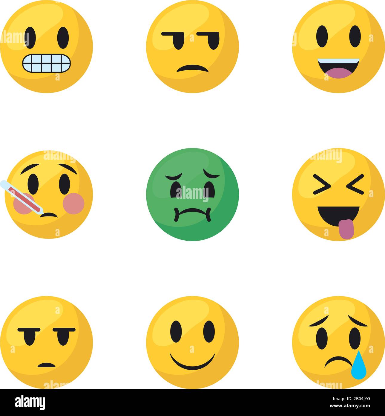 Emojis faces flat style icon set design, Cartoon expression cute ...