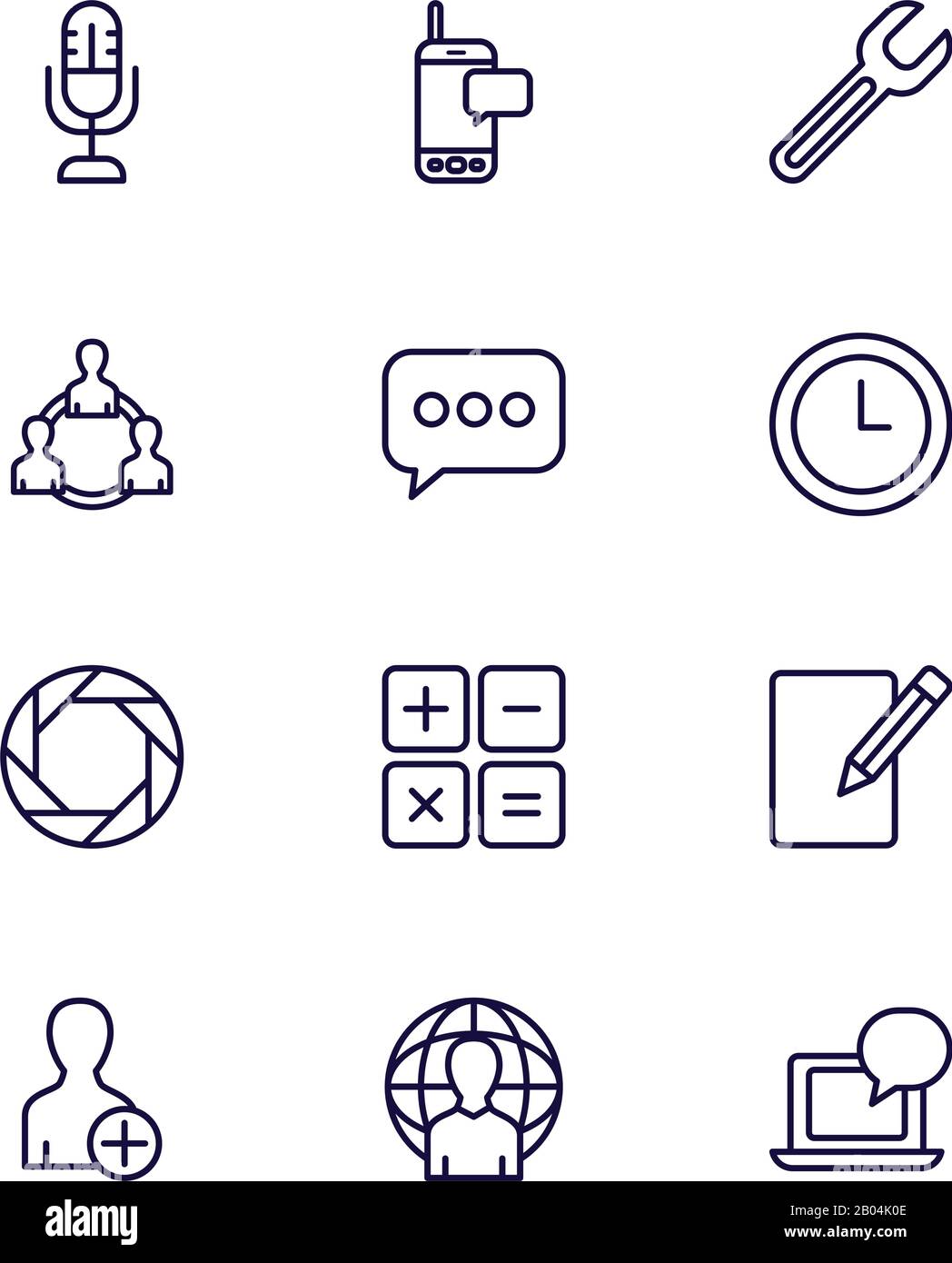 line style icon set design, Social media multimedia communication ...
