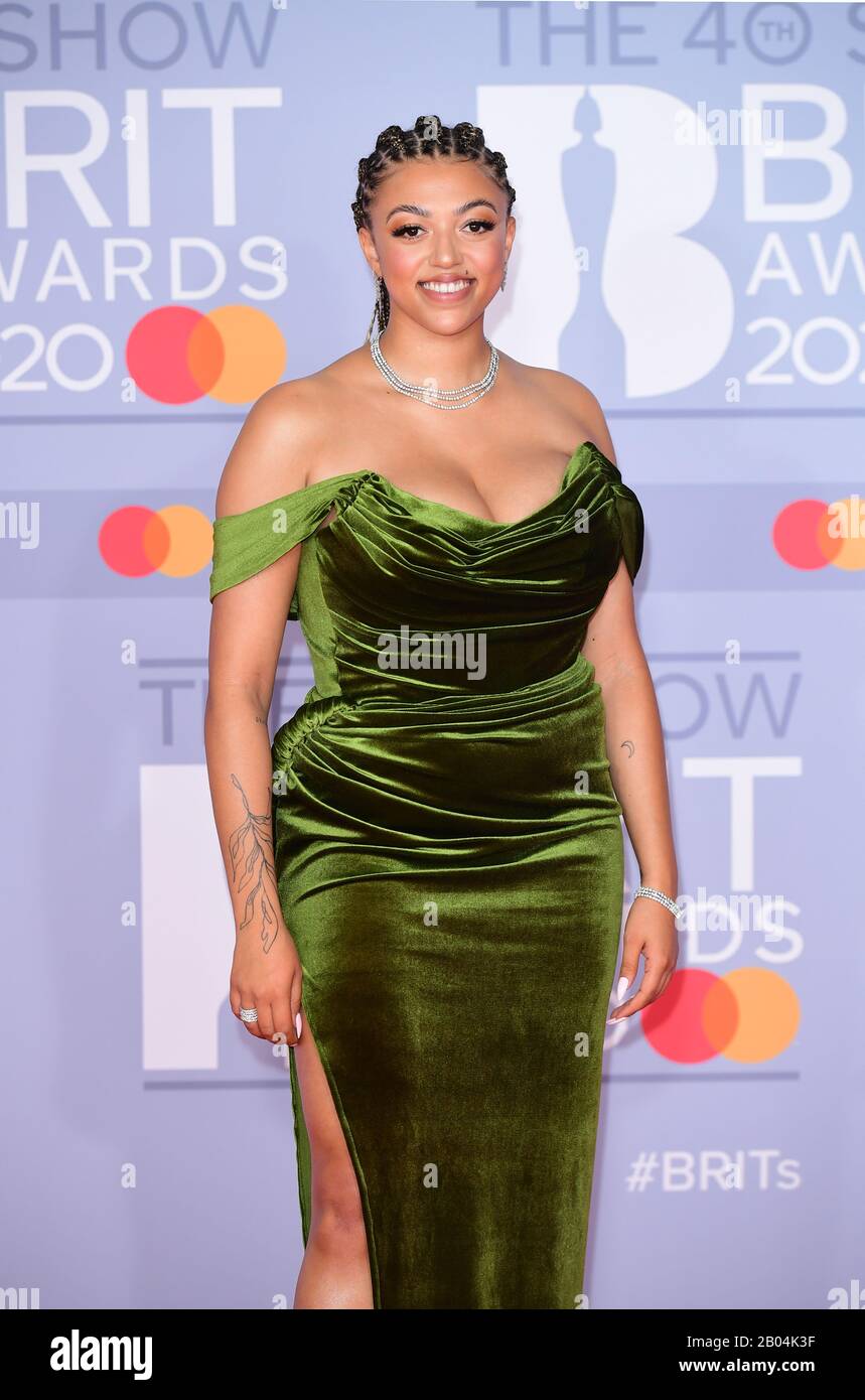 Mahalia arriving at the Brit Awards 2020 held at the O2 Arena, London ...