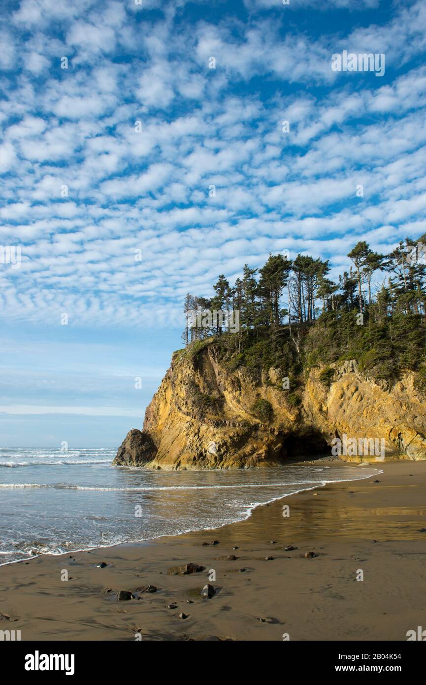 Beach at Hug Point State Park near Cannon Beach in Oregon, USA Stock ...