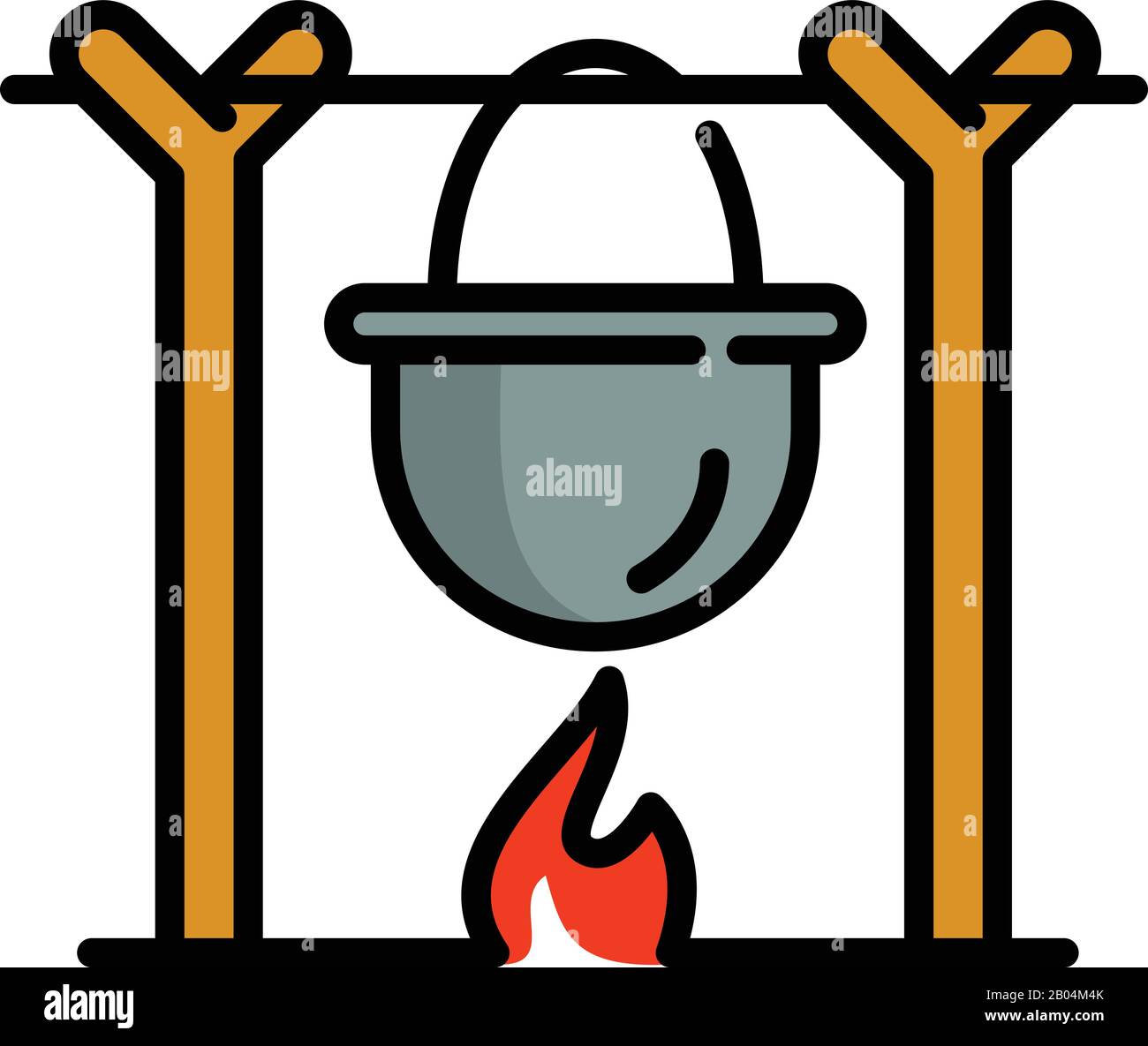 Cooking campfire icon. Outline cooking campfire vector icon for web ...