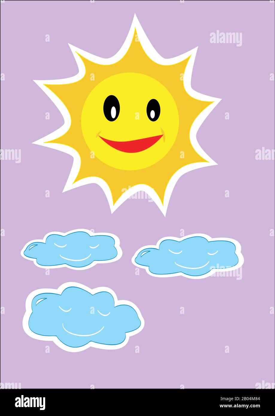 Sun and clouds illustration for kids Stock Vector Image & Art - Alamy