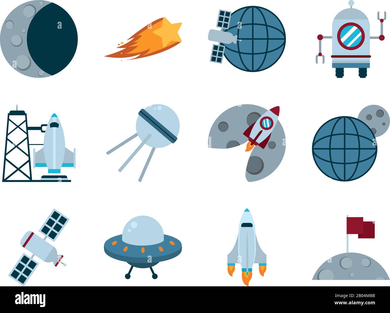 Rocket flat style icon of Space futuristic cosmos outside universe ...